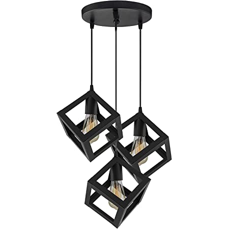 Three Cube Chandelier with bulbs – Nairobi Lights